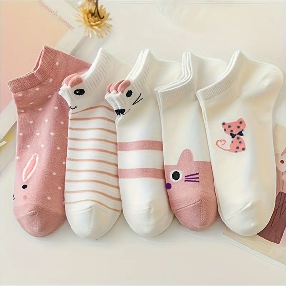 Accessories | Cutie Cat Print Socks Pack Of 5 | Poshmark